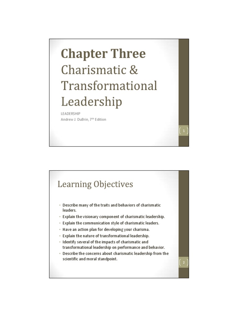 LEADERSHIP Andrew J. DuBrin, 7th Edition Chapter 3 | PDF | Charisma ...