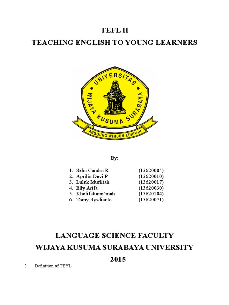 Paper - Teaching English To Young Learners | PDF | Classroom | Teachers