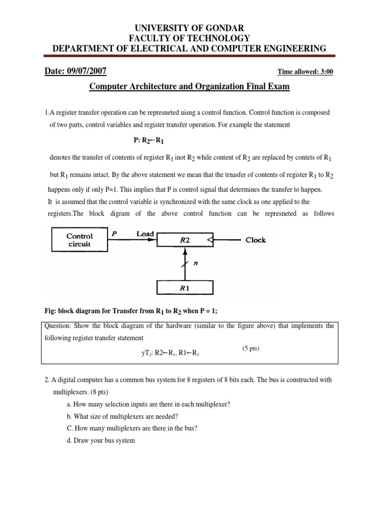 Final Exam of COA | PDF | Office Equipment | Computer Architecture