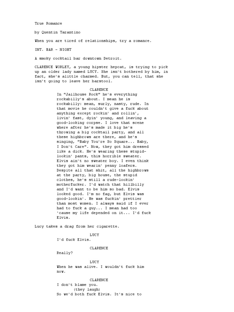 True Romance Script | PDF | Elvis Presley | Leisure