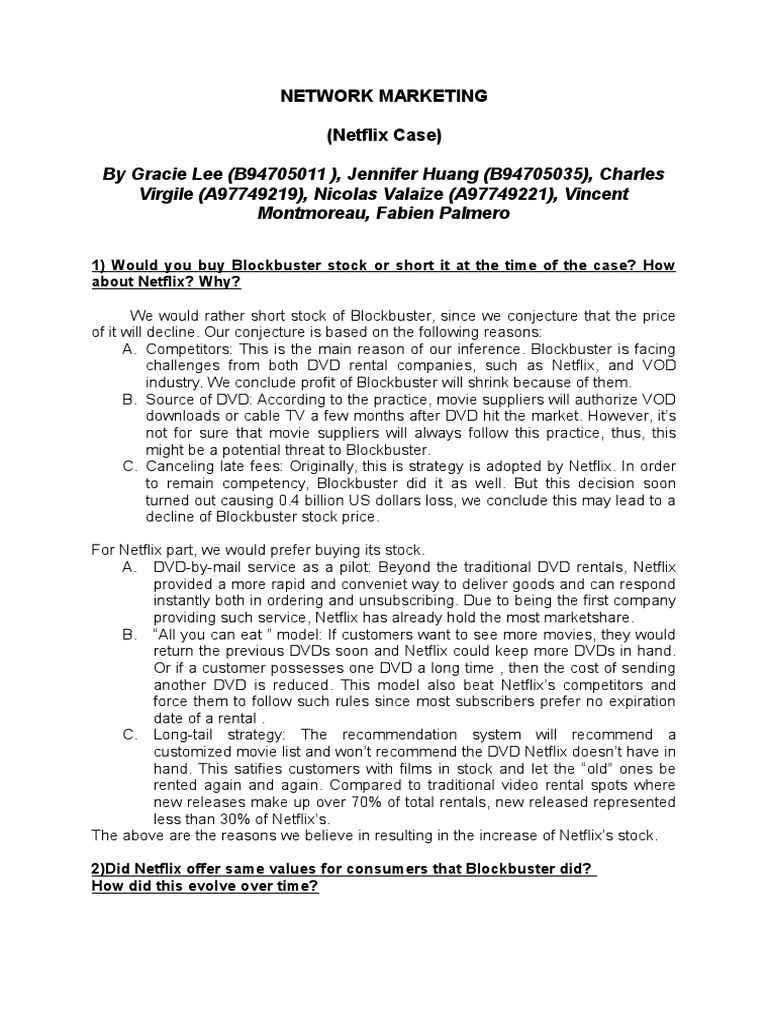 Netflix Case | PDF | Netflix | Subscription Business Model