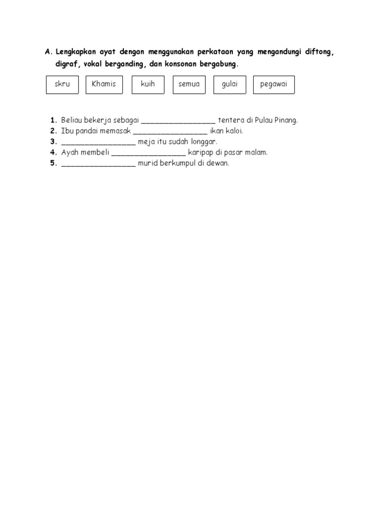 Latihan Diftong Digraf | PDF