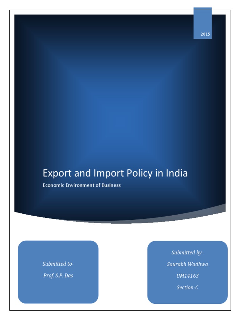 Export Import India | PDF | Economy Of India | Exports
