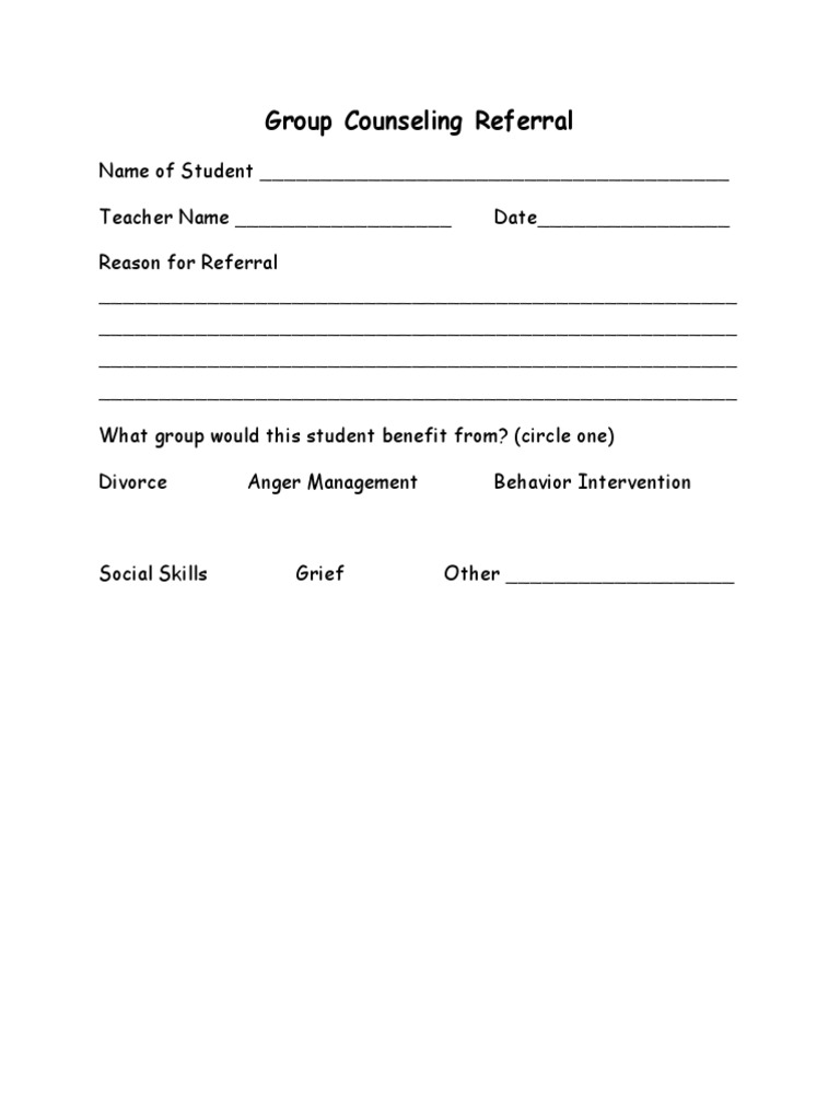 Group Counseling Referral Form | PDF | Finance & Money Management