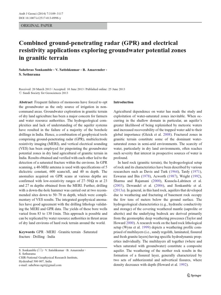 Combined Ground-Penetrating Radar (GPR) and Electrical | PDF | Aquifer ...