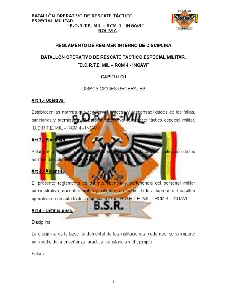 Reglamento de Régimen Interno de Disciplina | PDF | Disciplinas | Regimiento