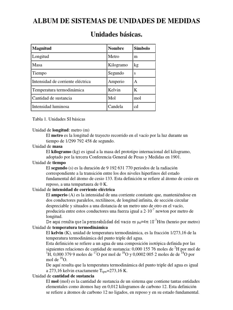 Album de Sistemas de Unidades de Medidas | PDF | Unidades de medida ...