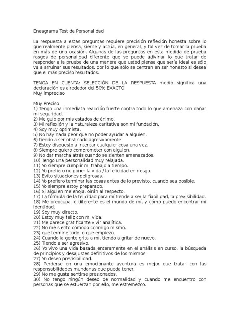 Eneagrama Test de Personalidad | PDF | Felicidad | Toma de decisiones