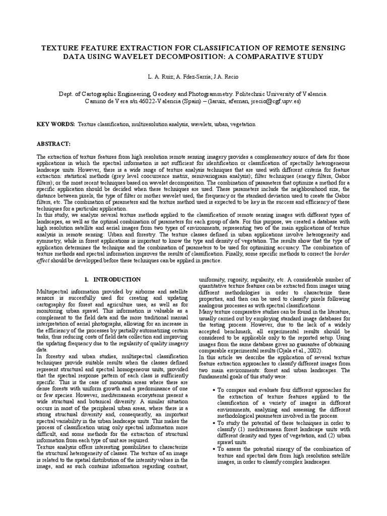 Texture Feature Extraction For Classification of Remote Sensing Data Using Wavelet Decomposition ...