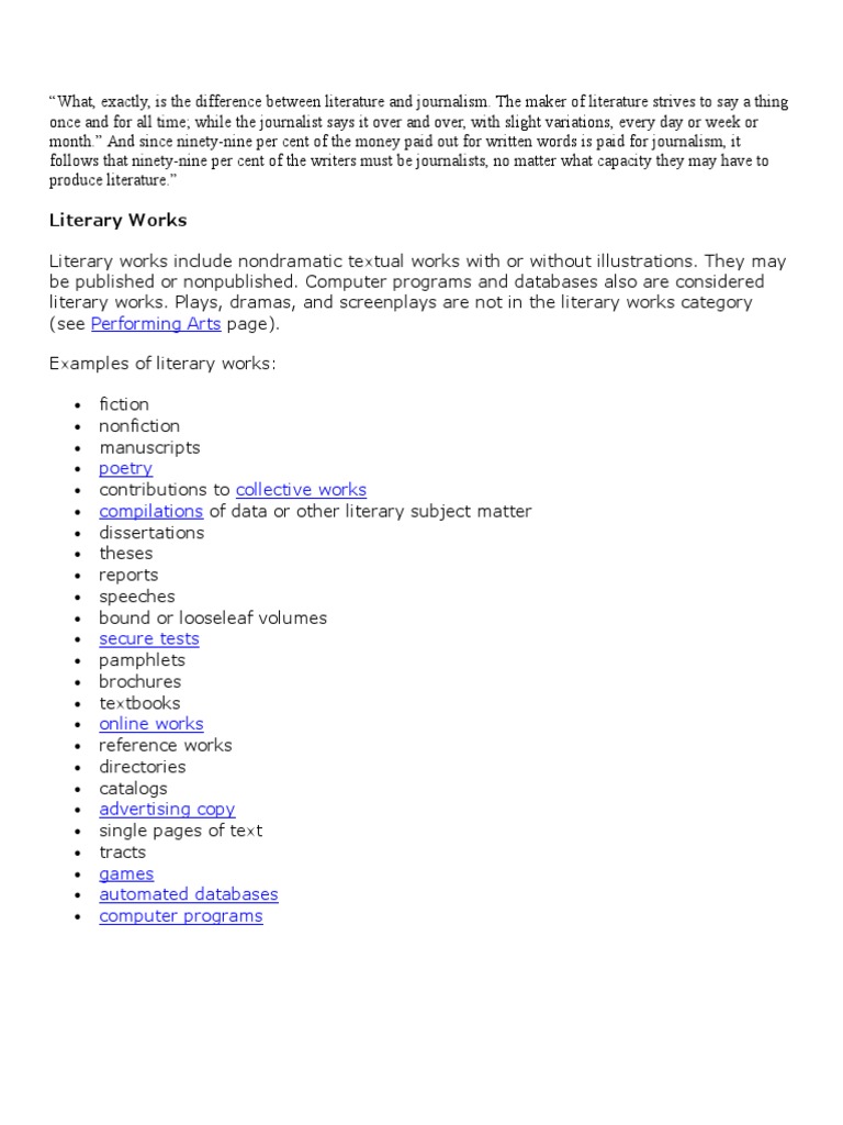 Literary Works: Performing Arts | PDF | Social Science
