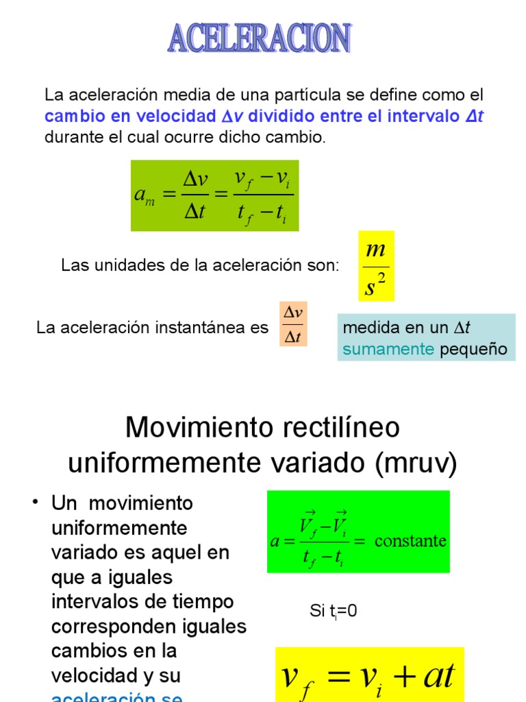 Formulas y Problemas Resueltos | Aceleración | Velocidad