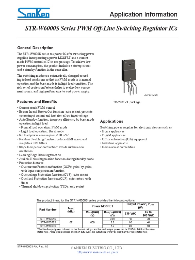 STR W6000S Series Application Note | PDF | Power Supply | Resistor