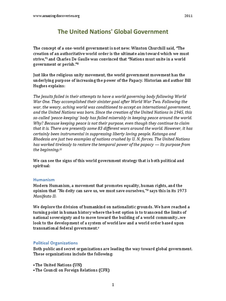 The United Nations Global Government | PDF | Pantheism | Jesus