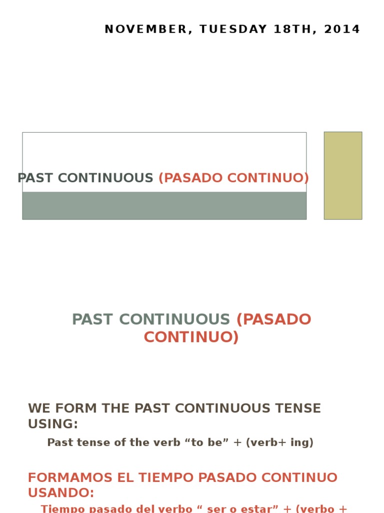 Past Continuous (Pasado Continuo) 8° | PDF