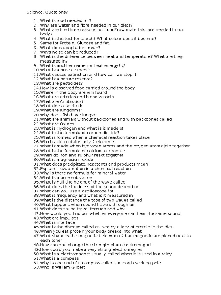 Science Questions KS3 to test Yourself | Chemical Reactions | Oxygen