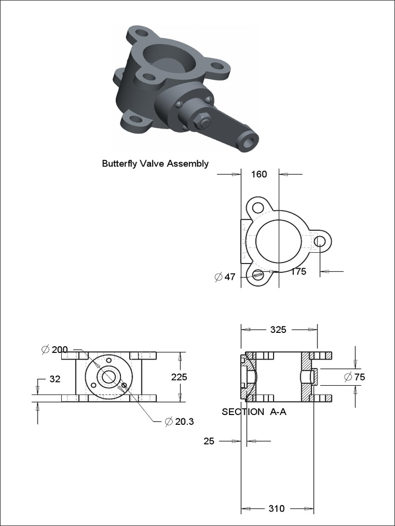 Butterfly Valve Assembly Drawing PDF | PDF | Technology & Engineering