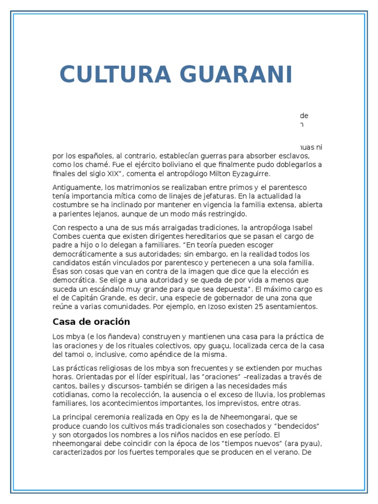 Cultura Guarani | PDF | Dios | Religión y creencia
