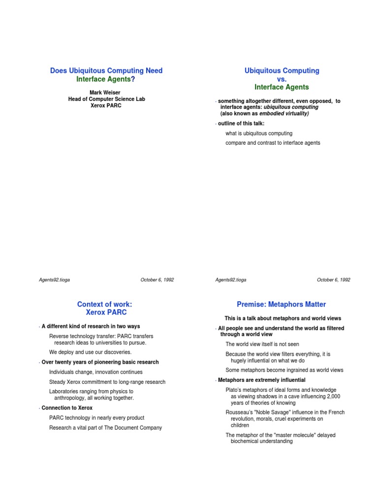 Interface Agents Interface Agents: Does Ubiquitous Computing Need Ubiquitous Computing Vs | PDF ...
