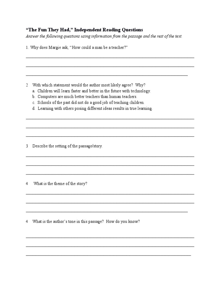 Exploring Education in "The Fun They Had" | PDF | Computers