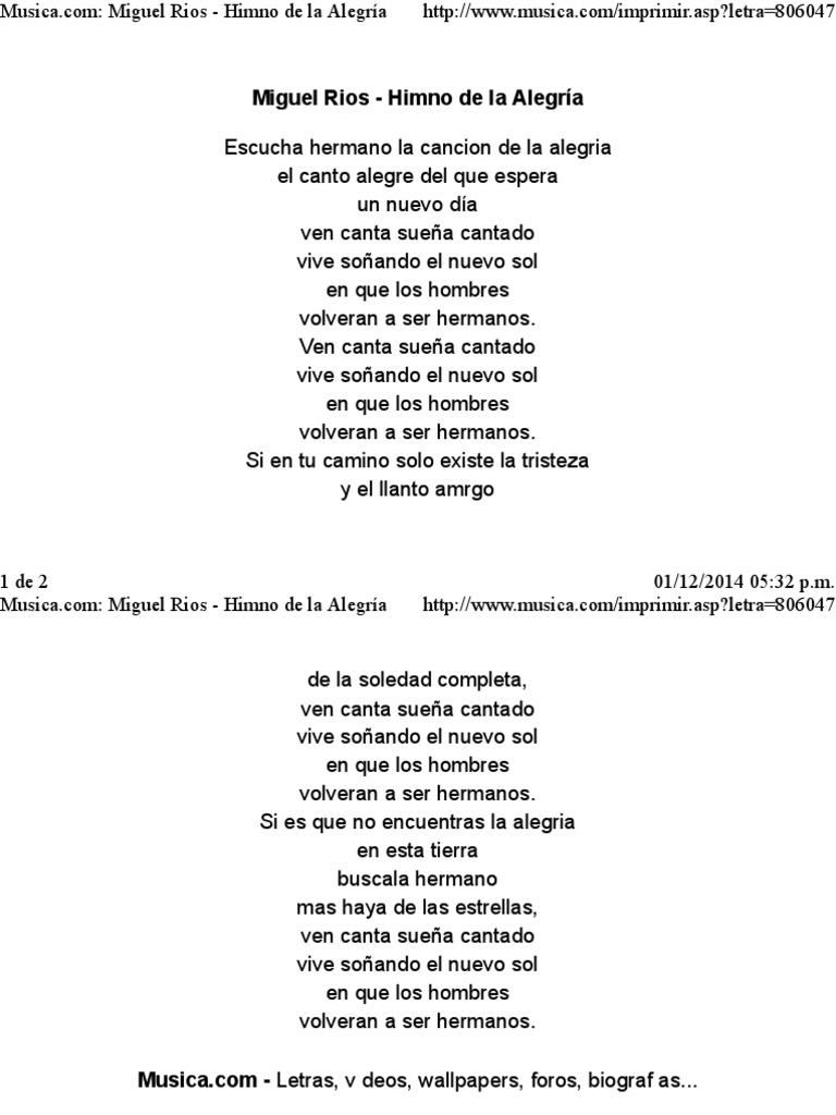 Miguel Rios - Himno de La Alegría | PDF