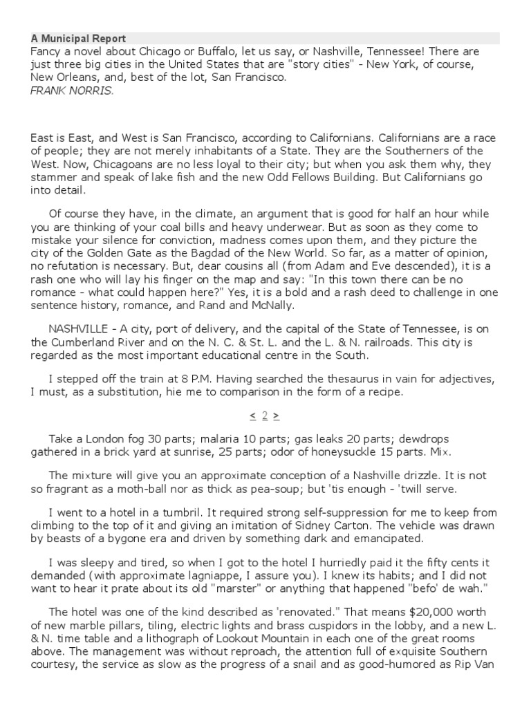 A Municipal Report on Nashville | PDF