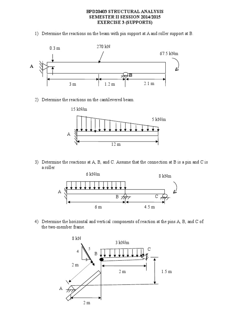 STRUCTURAL ANALYSIS Exercise3 (Supports) | PDF | Structural Engineering ...