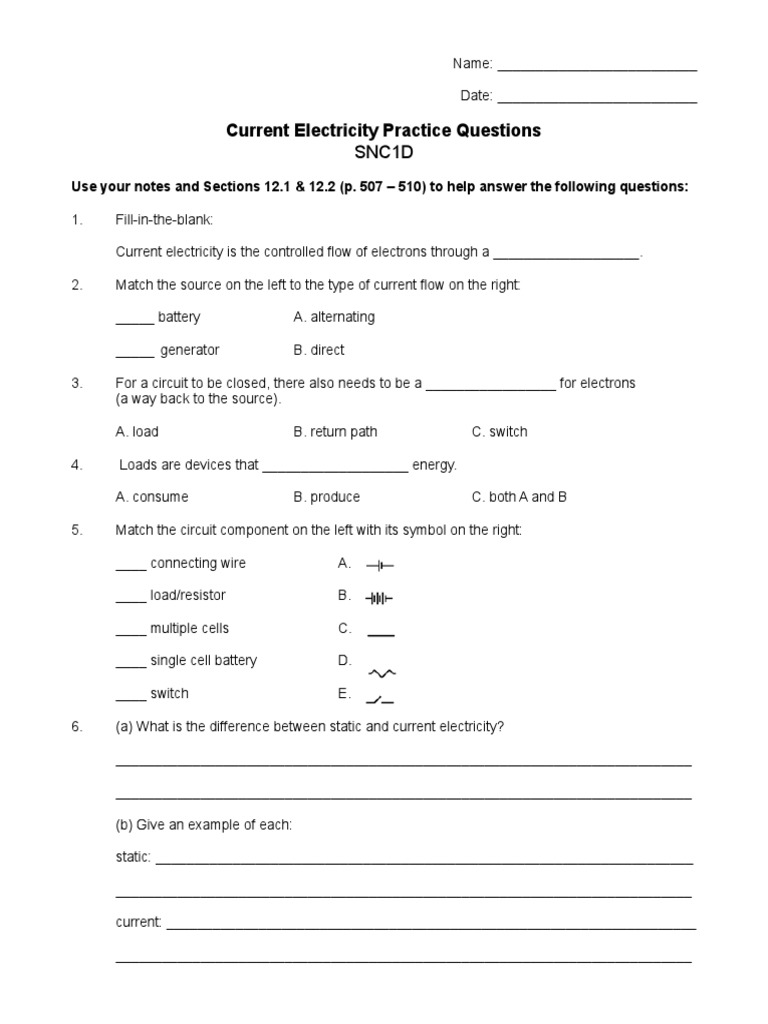 2 1 Current-Electricity-Practice-Questions | PDF
