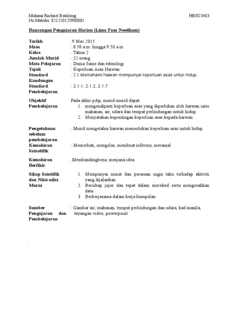 RPH 5 Fasa Needham | PDF