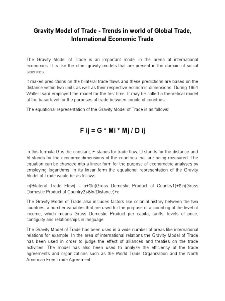 Gravity Model of Trade | PDF