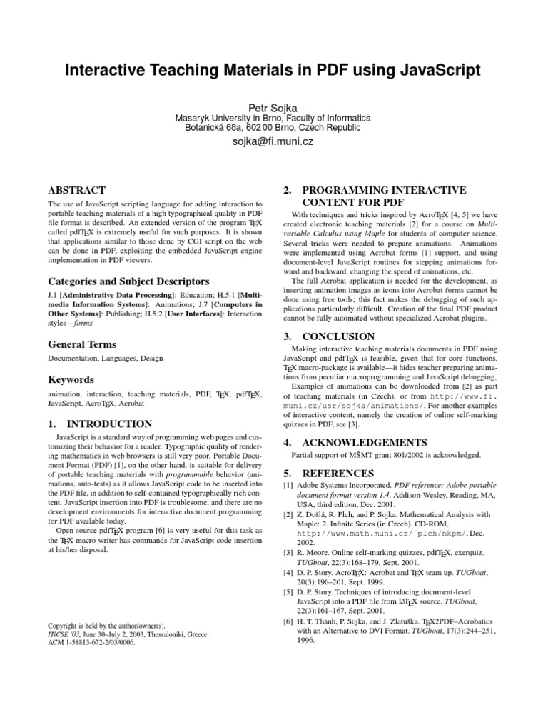 Interactive Teaching Materials in PDF Using Javascript | PDF | Java ...