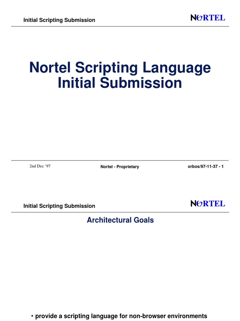 Nortel Scripting Language Initial Submission: O Rtel | PDF | Java Script | Models Of Computation