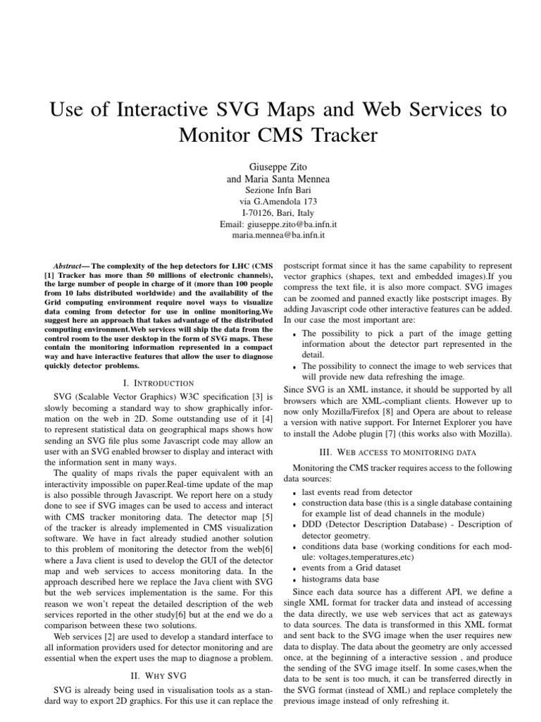 Use of Interactive SVG Maps and Web Services To Monitor CMS Tracker | PDF | Java Script | Web ...