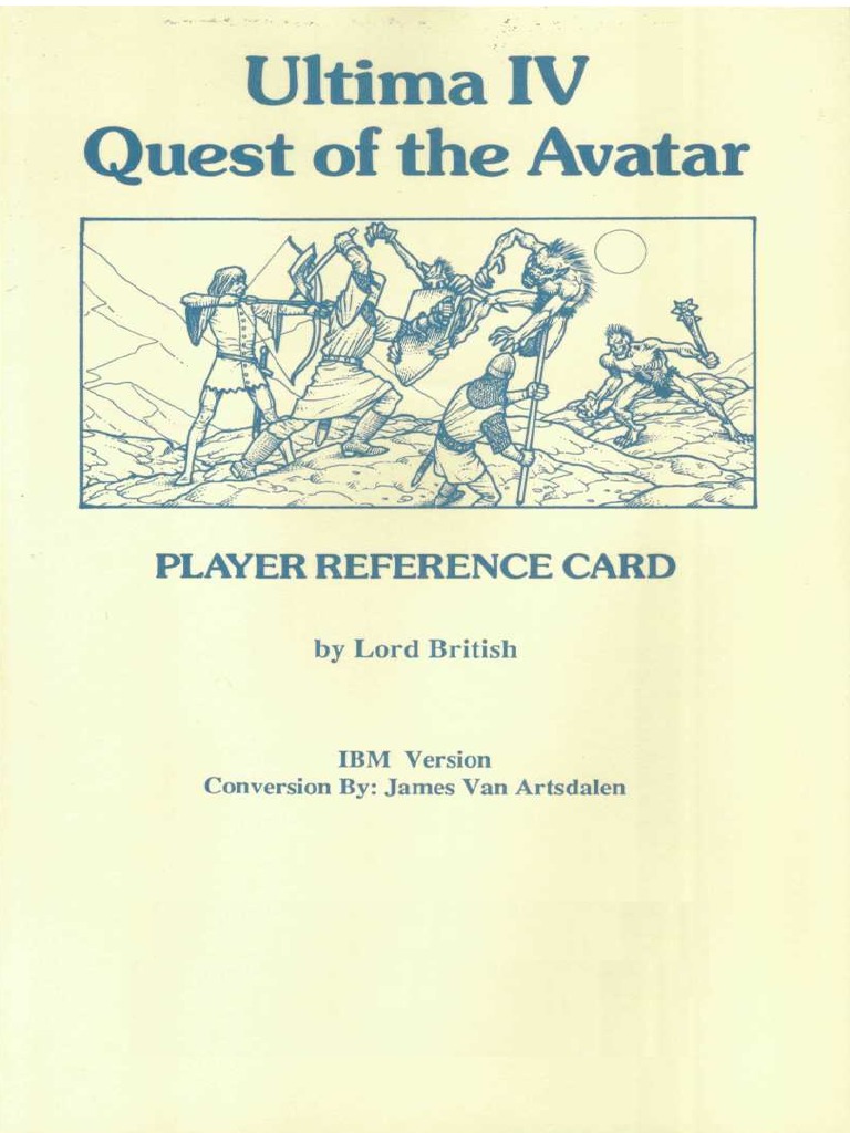 Ultima 4 Reference Card | PDF | Leisure | Computing And Information ...