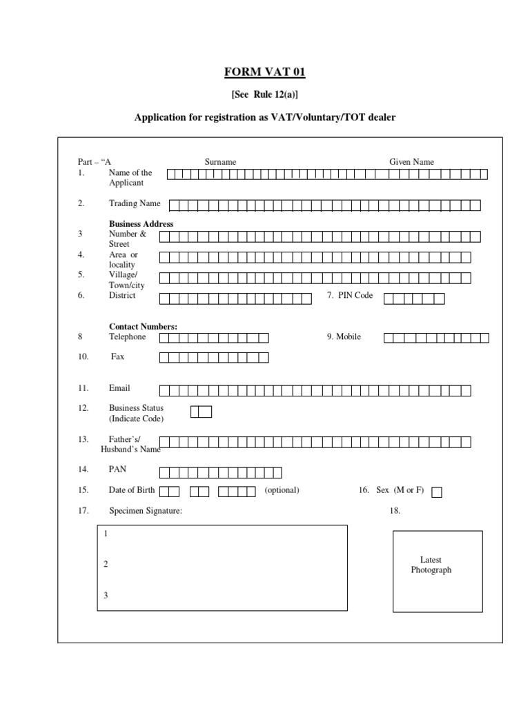 FORM VAT-01 | Value Added Tax | Revenue | Free 30-day Trial | Scribd