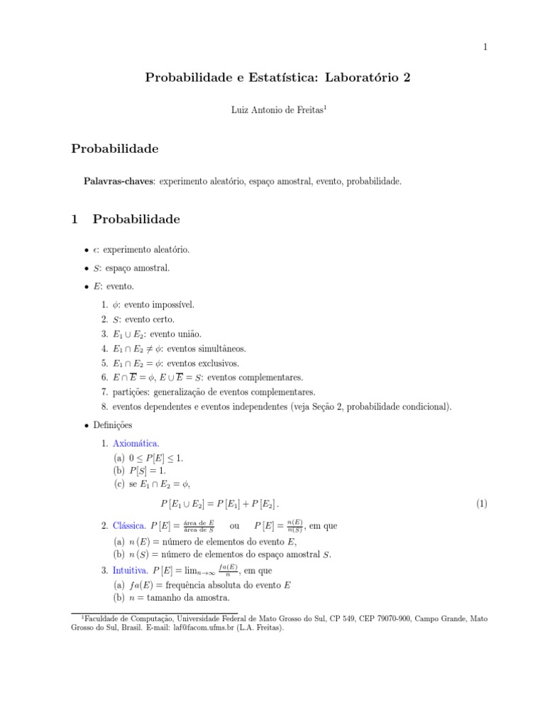 Formulas Probabilidade e Estatística | PDF | Estatísticas | Teoria da ...