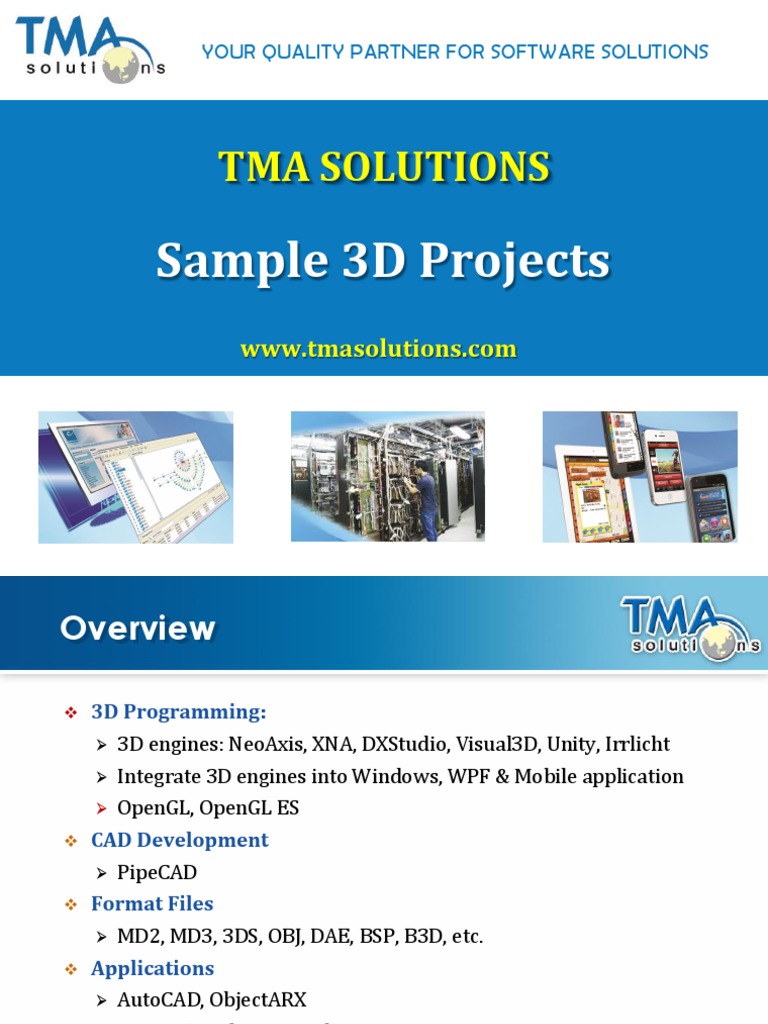 TMA Solutions: 3D Software Projects | PDF | Auto Cad | Microsoft Sql Server