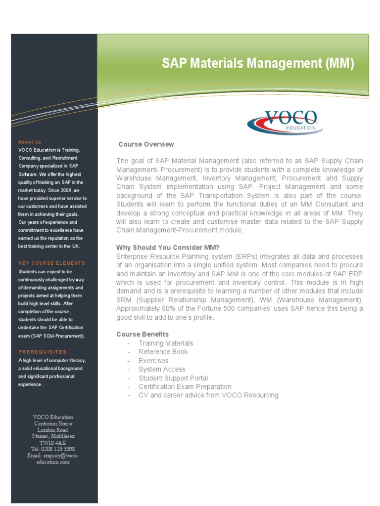 SAP MM Brochure | PDF | Sap Se | Enterprise Resource Planning