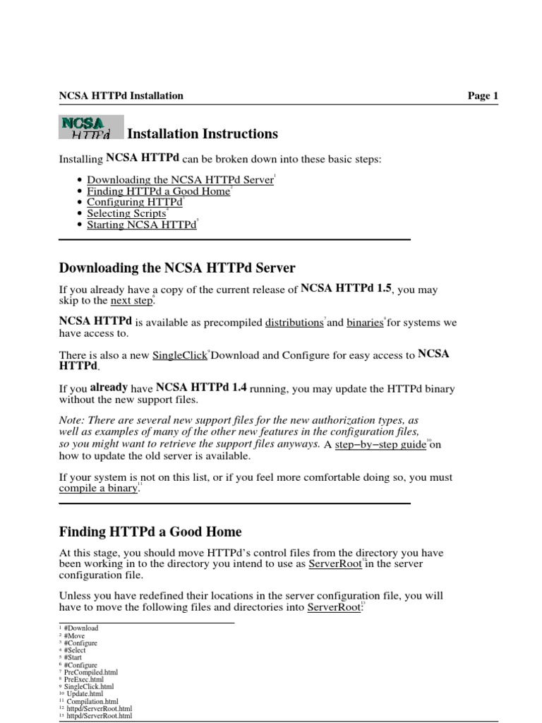 Installation Instructions: Downloading The Ncsa HTTPD Server | PDF | Computer File | Information ...