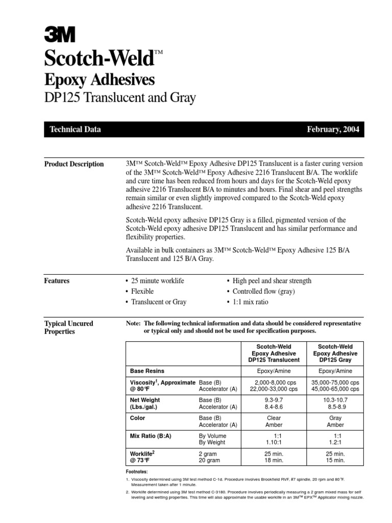 3M DP125 | PDF | Epoxy | Adhesive