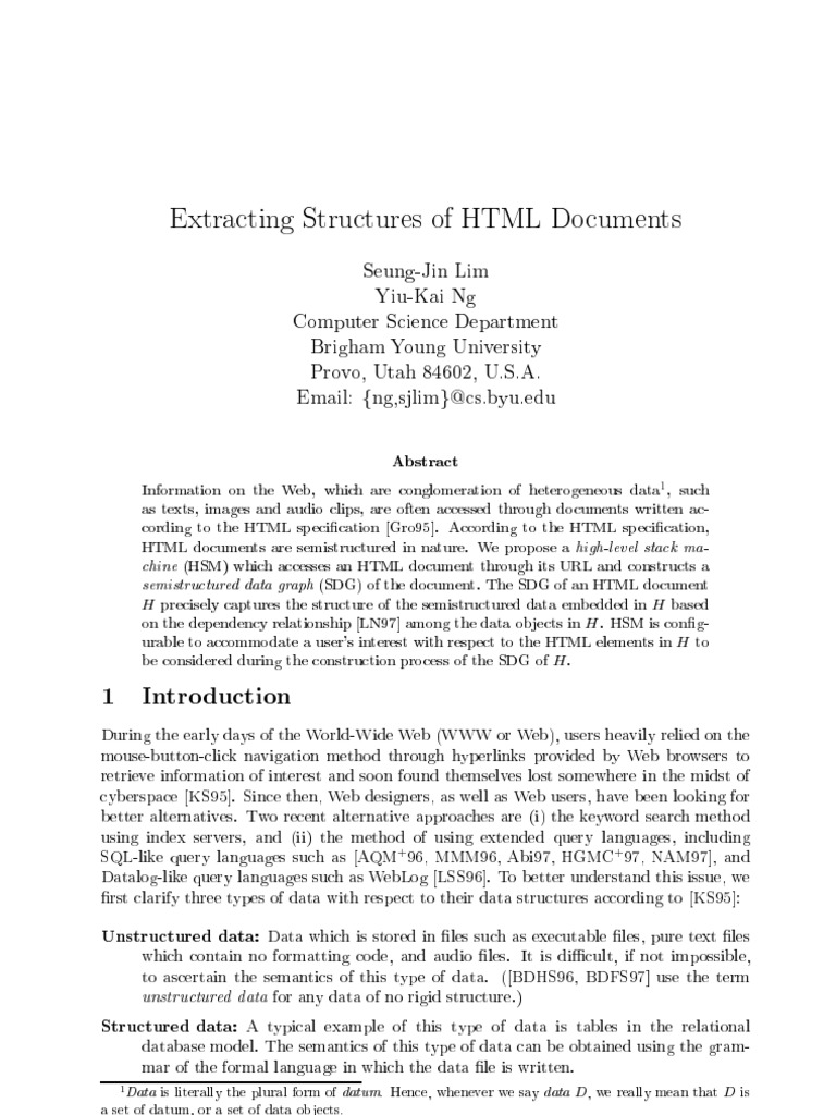 Extracting HTML Document Structures | PDF | Html | Html Element
