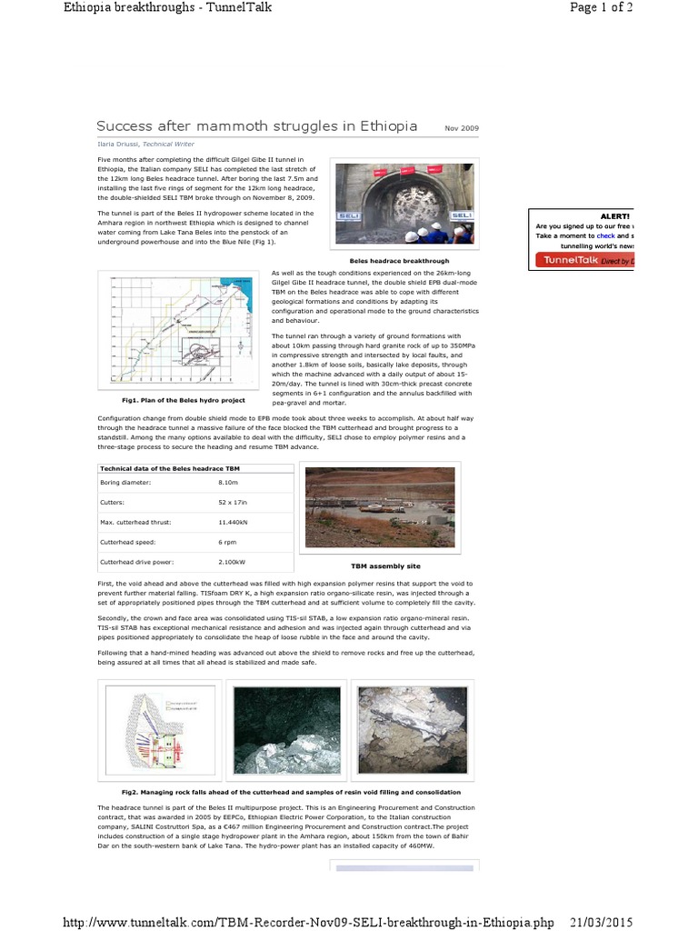 TBM Recorder Nov09 SELI Breakthrough PDF | PDF | Tunnel | Science