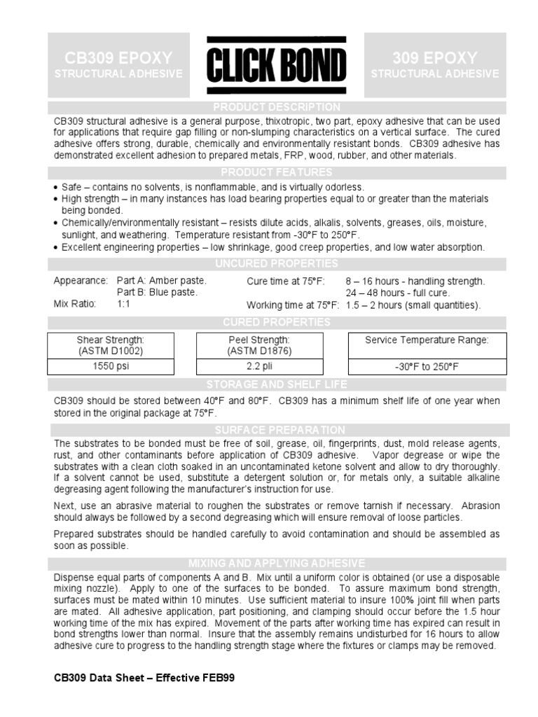 Click Bond CB309 | PDF | Adhesive | Epoxy