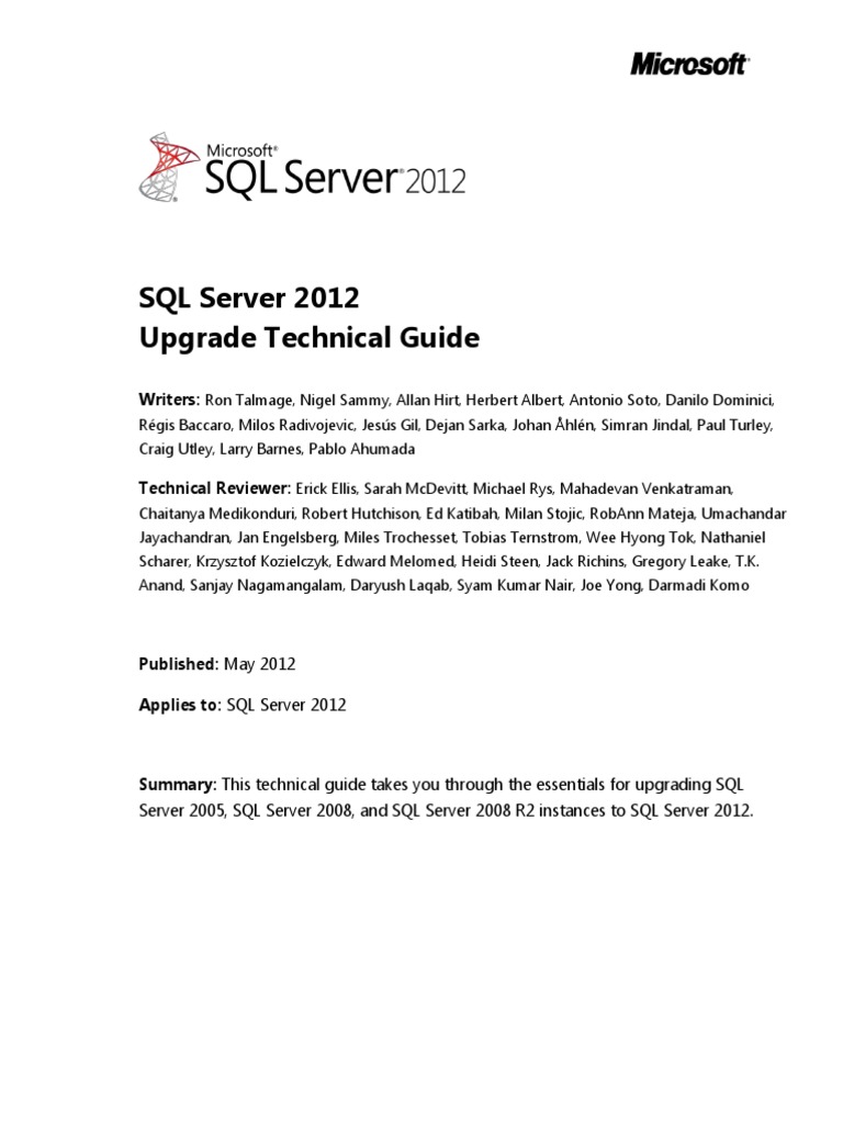 SQL Server 2012 Upgrade Technical Reference Guide White Paper (1 ...