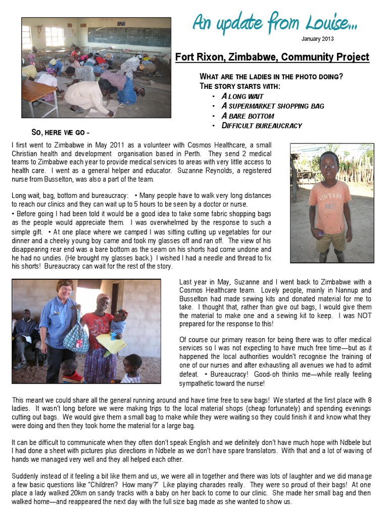 Fort Rixon, Zimbabwe, Community Project: A A A D | PDF