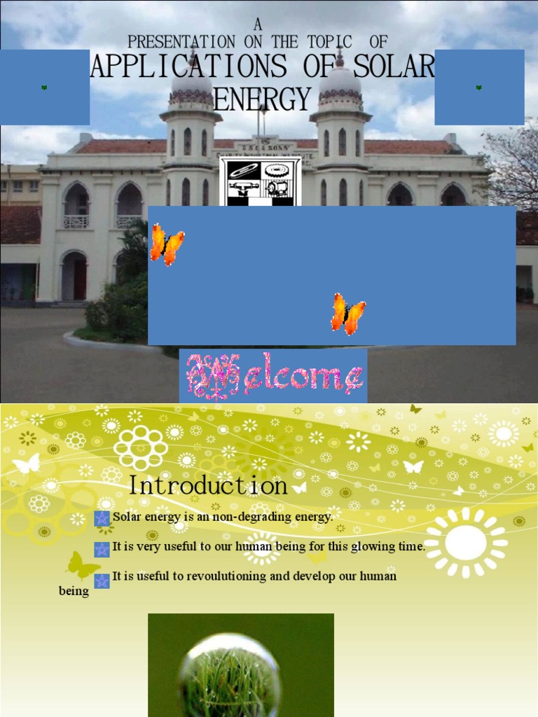 Applications of Solar Energy | PDF | Solar Energy | Solar Power