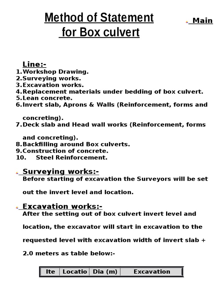Box Culvert Construction Procedure | PDF | Concrete | Building Technology