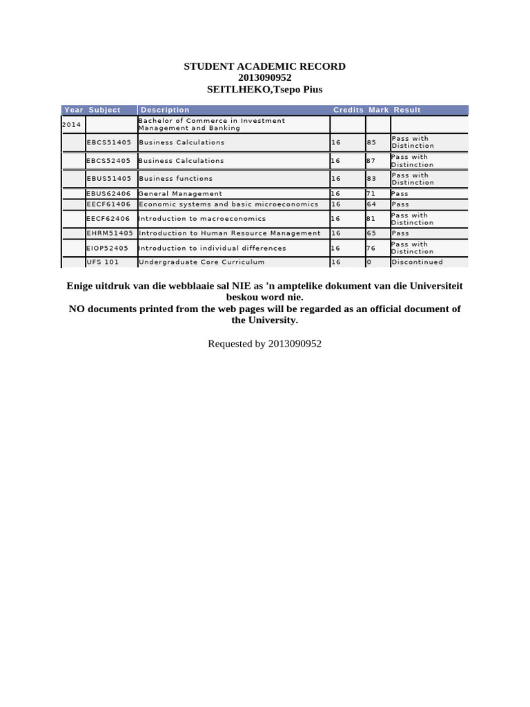 Student Academic Record Summary | PDF | Technology & Engineering