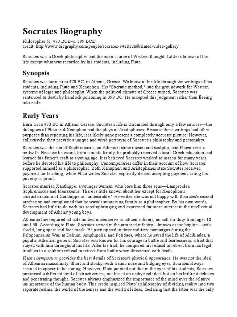 Socrates Biography | Download Free PDF | Socrates | Plato