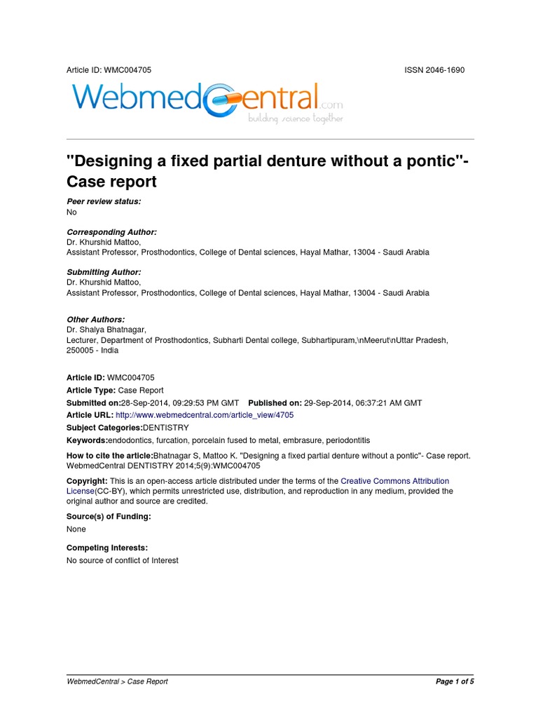 Design A Fixed Partial Denture | PDF | Dental Implant | Clinical Medicine