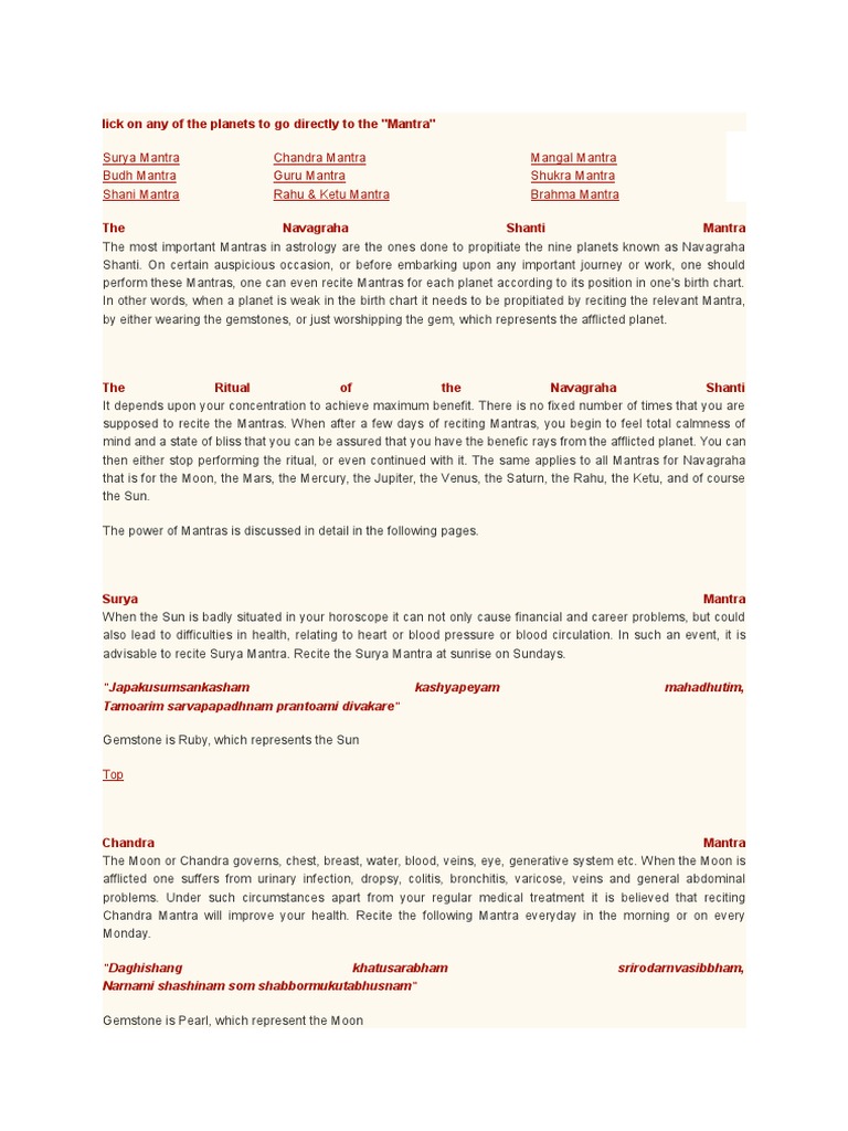 Navagraha Santi Mantram | PDF | Mantra | Planets